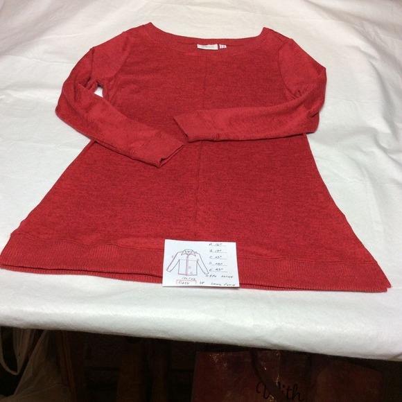 Denim&Co | Tops | Dco Active Red Long Sleeve Tunic Sweater Ribbed Hem ...